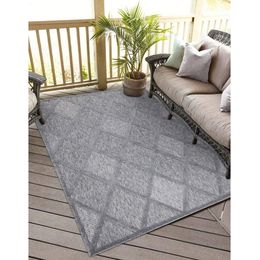 Teppich Carpet City, B:150cm H:5mm L:150cm, grau, Polypropylen, Wohnzimmer, Teppiche, "In-& Outdoorteppich Santorini 457, 3D-Effekt, Raute-Look",
