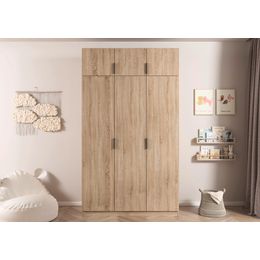 Kleiderschrank Rauch, B:136cm H:235cm T:54cm, braun, Holzwerkstoff, Kinderzimmer, Schr&auml;nke, "Dreht&uuml;renschrank Schrank Garderobe Ankleide Schlafzimmer