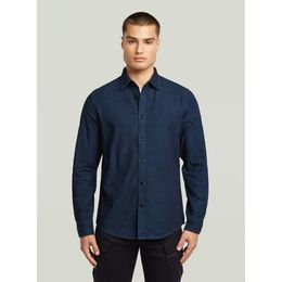 G-Star Raw Langarmshirt G-STAR "Clean Slim Hemd", Damen, Gr. L, worn in tiefblau ocean, Obermaterial: 100% Baumwolle, Shirts Langarmshirt