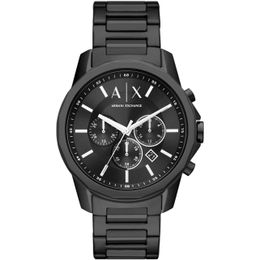 Armani Exchange Herren Chronograph, schwarz, Armbanduhren, Quarzuhr, Armbanduhr, Herrenuhr, Stoppfunktion, analog