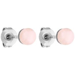 PURELEI Damen Paar Ohrstecker "Schmuck Geschenk Rose Quartz Ohrringe", 4,3mm, Edelstahl, bunt, Edelstahl, Ohrringe, mit Rosenquarz