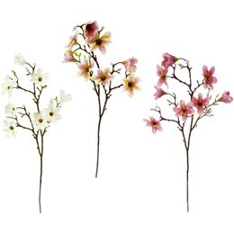 Kunstblume I.GE.A., B:23cm H:85cm, rosa, Obermaterial: 70% Kunststoff, 30% Polyester, Kunstpflanzen, "Magnolienzweig", 3er Set