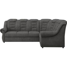 Ecksofa Home Affaire, B:266cm H:102cm T:216cm, grau, 100% Polyester, Wohnzimmer, Sofas, "Boston L-Form", mit hoher R&uuml;ckenlehne, wahlweise mit