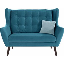 2-Sitzer Home Affaire, B:144cm H:107cm T:94cm, blau, Samtvelours (100% Polyester);Luxus-Microfaser (100% Polyester);Struktur (94% Polyester, 6%