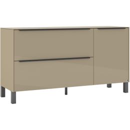 Lowboard, B:137cm H:75cm T:42cmtaupe matt lack, glas taupe glanz, SET ONE BY Musterring, Glas, Holzwerkstoff, Wohnzimmer, Sideboards, "Reno", Mit