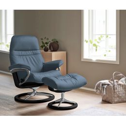 Fu&szlig;hocker stressless, B:57cm H:42cm T:40cm, blau, Leder BATICK: BATICK ist ein leicht korrigiertes, durchgef&auml;rbtes und genarbtes M&ouml;belleder, bei dem