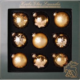 Weihnachtsbaumkugel "Weihnachtsdeko, Christbaumschmuck, Christbaumkugeln Glas", 8cm, gold, KREBS GLAS LAUSCHA, Weihnachtsbaumkugeln, mundgeblasen,