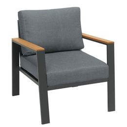 Ambia Garden Loungesessel, Anthrazit, Grau, Natur, Holz, Metall, Textil, Eukalyptusholz, massiv, F&uuml;llung: Schaumstoff, Polyester, eckig, 73x74x75 cm, Loungem&ouml;bel, Loungesessel