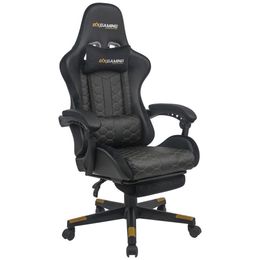 BX Gaming Gamingstuhl, Schwarz, Metall, Kunststoff, Textil, Drehkreuz, 63x114x62 cm, Sitzfl&auml;che 360&deg; drehbar, inklusive Armlehnen, Kinder- & Jugendzimmer, Jugendm&ouml;bel, Gamingst&uuml;hle