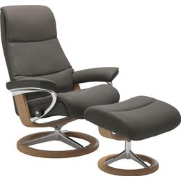 Fu&szlig;hocker stressless, B:57cm H:43cm T:47cm, grau, Leder BATICK: BATICK ist ein leicht korrigiertes, durchgef&auml;rbtes und genarbtes M&ouml;belleder, bei dem