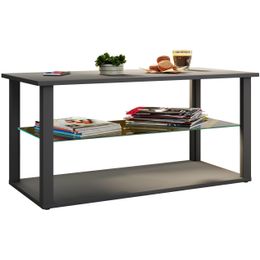 Beistelltisch Vcm, B:95cm T:45cm, schwarz, Wohnzimmer, Tische, "Holz Sofatisch Couchtisch Glas Tisch Wanilo L"
