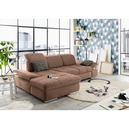 Ecksofa, B:284cm H:80cm T:190cm, braun, SET ONE BY Musterring, Wohnzimmer, Sofas, "SO4100 V", mit verstellbaren Kopfteilen, wahlweise mit Funktionen,