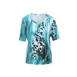 GOLDNER Damen Print-Shirt "Bequemes Druckshirt im Mustermix", blau, Gr. 38, Obermaterial: 93% Viskose CV. 7% Elasthan EL., Shirts, Jedes Teil ein