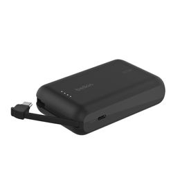 Belkin Powerbank "BoostCharge Power Bank 10K mit integrierten Kabeln", 3,6 V 10.000mAh, schwarz, Akkumulatoren