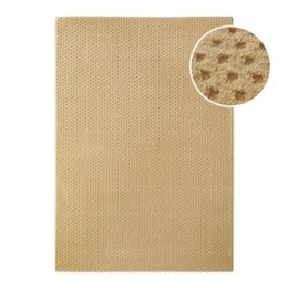 Teppich Wecon Home, B:140cm H:7mm L:200cm, beige, Schurwolle, Wohnzimmer, Teppiche, "Castello THREE", Schurwolle, Kurzflor mit Hoch-Tief-Effekt,