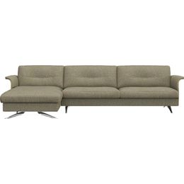 Ecksofa FLEXLUX, B:305cm H:81cm T:158cm, gr&uuml;n, 62% Polyester/17%Baumwolle/14%Viscose/7%Leinen, Wohnzimmer, Sofas, "Glow Designsofa, bequem und