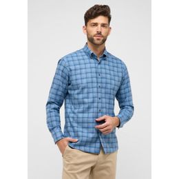 Eterna Herren Langarmhemd "MODERN FIT", blau, Gr. M, Flanell, 52% Baumwolle, 10% Schurwolle, 38% Lyocell, Hemden, EASY IRON (b&uuml;gelleicht)