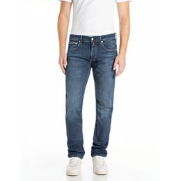 Replay Herren Straight-Jeans "GROVER", blau, Gr. 34, Denim/Jeans, Obermaterial: 99% Baumwolle, 1% Elasthan, Jeans, in vielen verschiedenen