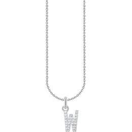Thomas Sabo Damen Kette mit Anh&auml;nger "Buchstabe", 45, W, Silber 925 (recycelt), bunt, Silber 925 (recycelt), Halsketten, mit Zirkonia (synth.)