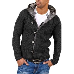 behype Herren Strickjacke "CR-7013", grau, Gr. S, unifarben, 100% Polyacryl, Strickjacken, mit kuscheliger Kapuze