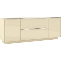 Lowboard, B:182cm H:71cm T:42cmkaschmir matt lack, glas kaschmir glanz, SET ONE BY Musterring, Glas, Holzwerkstoff, Wohnzimmer, Sideboards, "Reno",