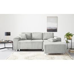 Ecksofa Home Affaire, B:235cm H:88cm T:160cm, beige, 100% Polyester, Wohnzimmer, Sofas, "Gy&ouml;r", L-Form, wahlweise mit Bettfunktion und Bettkasten