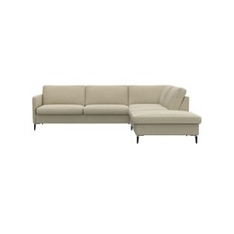 Ecksofa FLEXLUX, B:266cm H:85cm T:225cm, beige, 100% Polyester, Wohnzimmer, Sofas, "Fiore, super Sitzkomfort durch Kaltschaum im Sitz, L-Form",