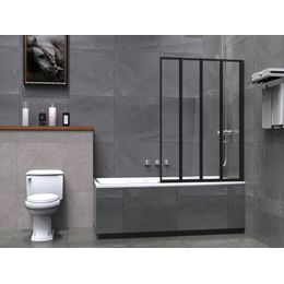 Badewannenaufsatz Welltime, B:100cm H:140cm, schwarz, Duschw&auml;nde, "Nassau", Badewannenfaltwand, Spritzschutzwand f&uuml;r Badewanne, Glas, 4 Elemente
