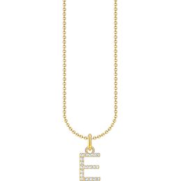 Thomas Sabo Damen Kette mit Anh&auml;nger "Buchstabe", 45, E, Silber 925 (recycelt), gold, Silber 925 (recycelt), Halsketten, mit Zirkonia (synth.)
