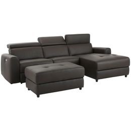 Ecksofa Home Affaire, B:275cm H:82cm T:164cm, braun, NaturLEDER/Kunstleder (Das Leder hat eine Dicke von 0, 9-1, 0 mm);Kunstleder;Webstoff (95%