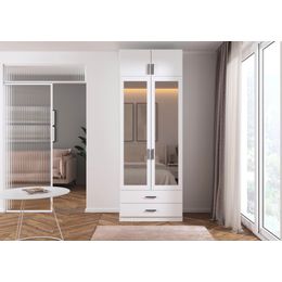 Kleiderschrank Rauch, B:91cm H:248cm T:54cm, wei&szlig;, Holzwerkstoff, Kinderzimmer, Schr&auml;nke, "Schrank Garderobe W&auml;scheschrank GAMMA in 4 Breiten 91-226