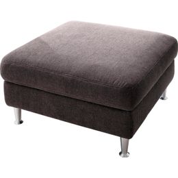Hocker Home Affaire, B:75cm H:47cm T:75cm, grau, Struktur: (100% Polyester);Leder;Struktur weich (16% Baumwolle, 79% Polyester, 5% Polyacryl),
