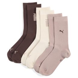 Puma Damen Socken "Puma Crew-Socken (3er-Pack) Erwachsene", Gr. 42beige combo, 62% Baumwolle, 24% Polyester, 10% Polyamid, 4% Elasthan, Socken