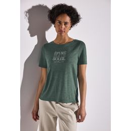 Street One Damen T-Shirt, gr&uuml;n, Gr. 36, bedruckt, Jersey, Obermaterial: 80% Polyester, 20% Viskose, Shirts, mit Wording