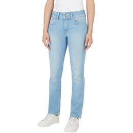 Pepe Jeans Damen Slim-fit-Jeans "SLIM JEANS MW", blau, Gr. 31, Denim/Jeans, Obermaterial: 90% Baumwolle, 6% Polyester, 4% Elasthan, Jeans, mit