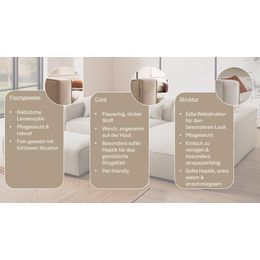 Ecksofa, B:288cm H:66cm T:198cmhellbraun, LeGer Home by Lena Gercke, 100% Polyester, Wohnzimmer, Sofas, "PIARA XXL Strukturstoff, Big-Sofa, L-Form",
