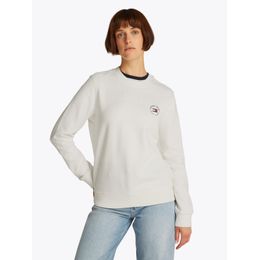 Tommy Jeans Damen Sweatshirt "TJW REG ESSENTIAL LOGO 2 CREW", beige, Gr. M, unifarben, Sweatware, Obermaterial: 100% Baumwolle, Sweatshirts, mit Logo