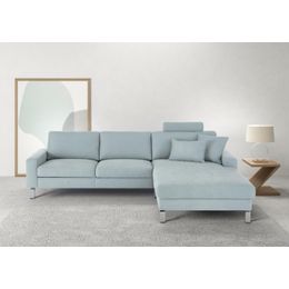 Ecksofa 3C CANDY, B:281cm H:86cm T:194cm, blau, 100% Polyester, Wohnzimmer, Sofas, "Lecce, wahlweise PUR-Schaumstoff oder Tonnentaschenfederkern",