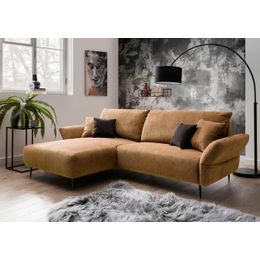 Ecksofa Home Affaire, B:286cm H:96cm T:178cm, gelb, 100% Polyester, Wohnzimmer, Sofas, "Amarena L-Form", inklusive Armlehnenverstellfunktion, 4x