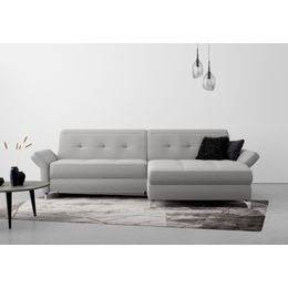 Ecksofa Home Affaire, B:284cm H:89cm T:179cm, grau, 100% Polyester, Wohnzimmer, Sofas, "Maredo L-Form", Federkern, wahlweise auch mit Kopfteil- und