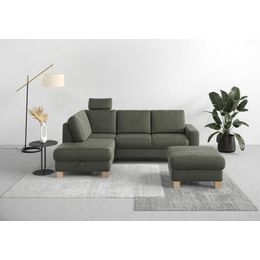 Ecksofa Home Affaire, B:236cm H:91cm T:170cm, gr&uuml;n, 95% Polyester, 5% Polyamid, Wohnzimmer, Sofas, "Summer L-Form", mit Ottomane, wahlweise mit