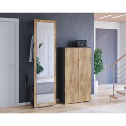 Garderoben-Set OTTO HOME, B:130cm H:190cm T:35cm, braun, Holzwerkstoff, Flur, Kastenm&ouml;bel-Sets, "PARIS/ TOKYO", Garderoben-Set Breite 130cm, moderne