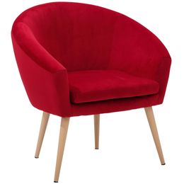 Sessel GUTMANN FACTORY, B:73cm H:73cm T:66cm, rot, Struktur (100% Polyester);Flachgewebe (90% Polyester/10% Polyamid);Samtvelours (100% Polyester),