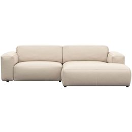 Ecksofa FLEXLUX, B:257cm H:73cm T:171cm, wei&szlig;, 100% Echteder, Wohnzimmer, Sofas, "Lucera Chaislongue rechts oder links, L-Form, bequem", modern &
