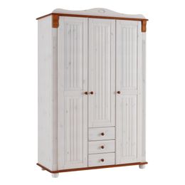 Kleiderschrank OTTO HOME, B:130cm H:191cm T:53,5cm, wei&szlig;, Massivholz, Schlafzimmer, Schr&auml;nke, "Adele", aus massiver Kiefer,Spiegel beim 4-und