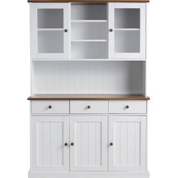 Buffet Inter Link, B:131cm H:190cm T:45cmwei&szlig;, sepia, Massivholz, K&uuml;che, Schr&auml;nke, "Westerland Kiefer Massivholz, FSC, K&uuml;chenschrank",