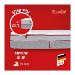 Kaltschaummatratze Paradies, B:180cm H:22cm L:200cm, grau, Bezug: 100% Polyester. Steppf&uuml;llung: 100% Polyester, Matratzen, "Neuheit: Paradies