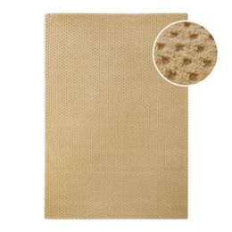 Teppich Wecon Home, B:200cm H:7mm L:300cm, beige, Schurwolle, Wohnzimmer, Teppiche, "Castello THREE", Schurwolle, Kurzflor mit Hoch-Tief-Effekt,