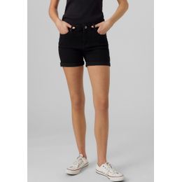 V&eacute;ro Moda VERO MODA Damen Jeansshorts "VMLUNA MR FOLD SHORTS MIX GA NOOS"schwarz, Gr. L, unifarben, Denim/Jeans, Obermaterial: 72% Baumwolle, 26% Polyester, 2%