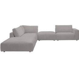 Ecksofa Musterring, B:340cm H:81cm T:346cm, silber, Flachgewebe FLORIS (100% Polyester);Flachgewebe VALMONT (60% Baumwolle/ 40% Leinen);Microfaser
